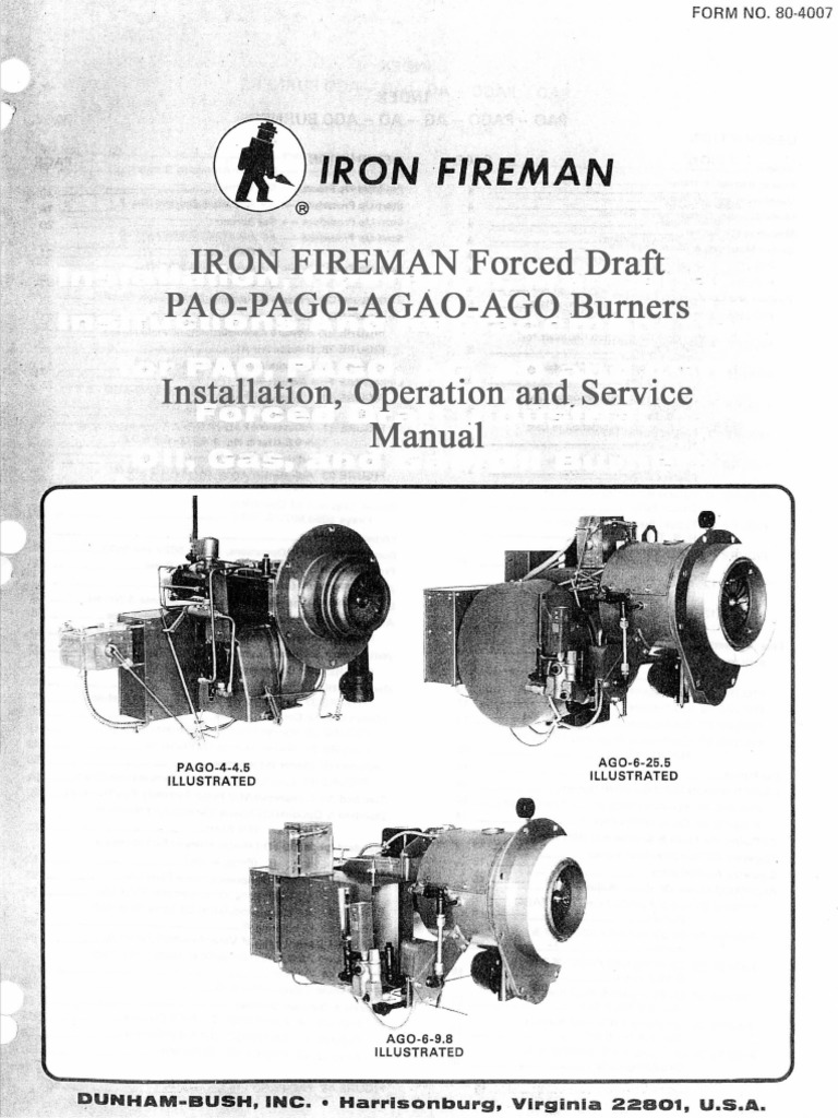Burner - Iron Fireman - Pa-G-O - Ag-A-o - Iom | PDF | Boiler | Home ...
