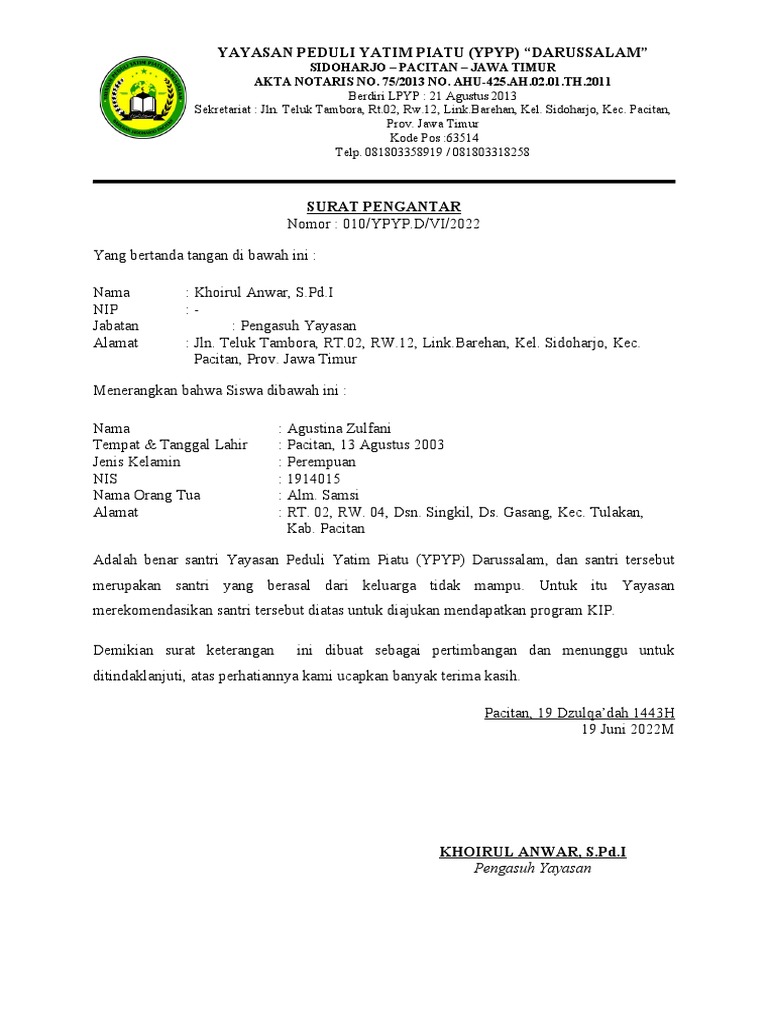 SURAT PENGANTAR Kip | PDF