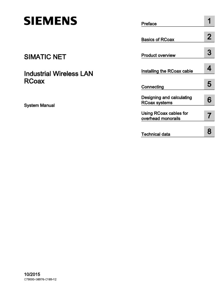 Simatic Net Industrial Wireless Lan Rcoax | PDF | Coaxial Cable | Ieee ...