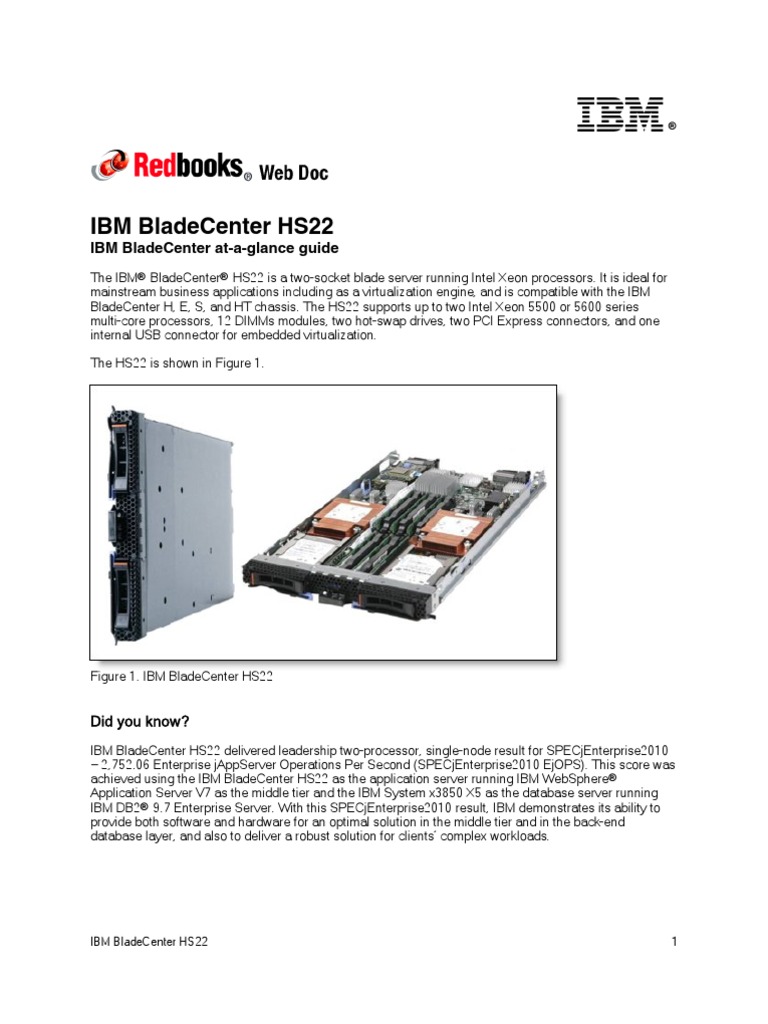 IBM Blade Center HS22 | PDF | Hard Disk Drive | Solid State Drive