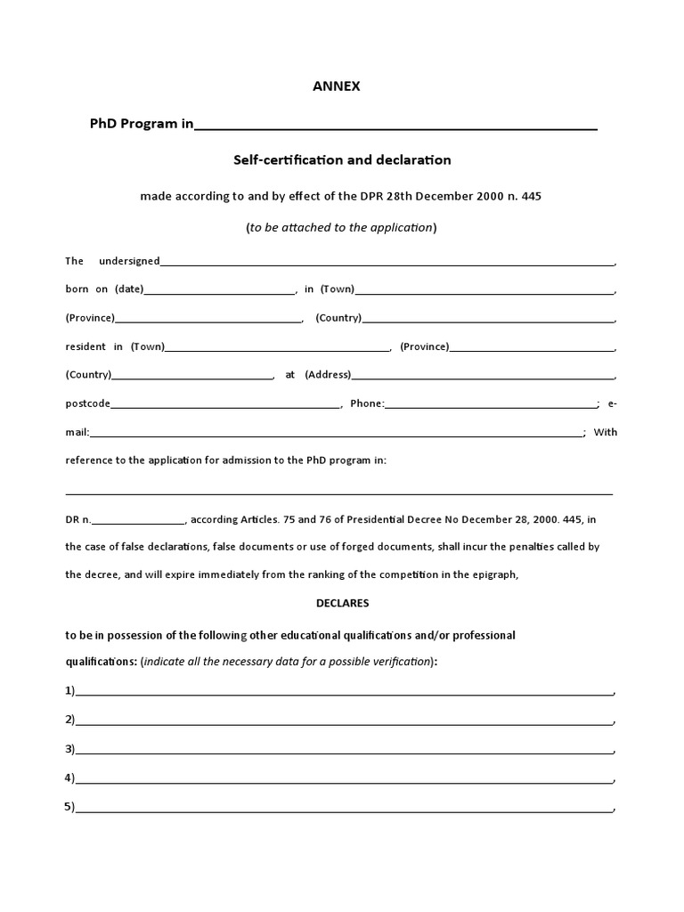 PhD Program Self-Certification | PDF | Government | Justice