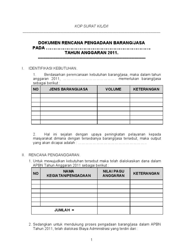 1 - Contoh Dokumen Rencana Pengadaan