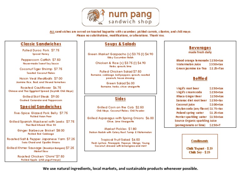 Num Pang Midtown Menu | PDF