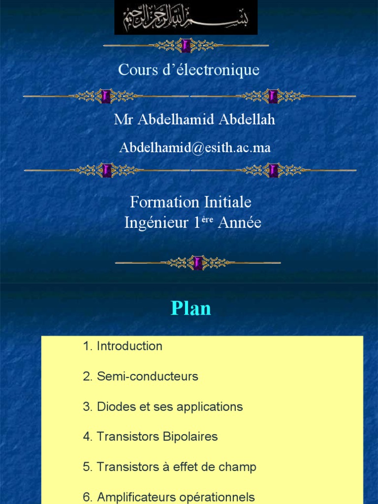 Plan Et Introduction À L'électronique | PDF | Électronique | Résistance ... Plan Et Introduction À L'électronique | PDF | Électronique | Résistance ...