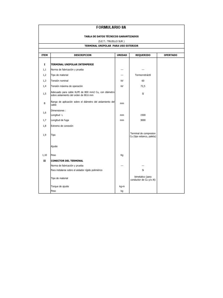 Formulario 8A Tabla Datos Tecnicos | PDF | Ciencia y matemáticas | Informática