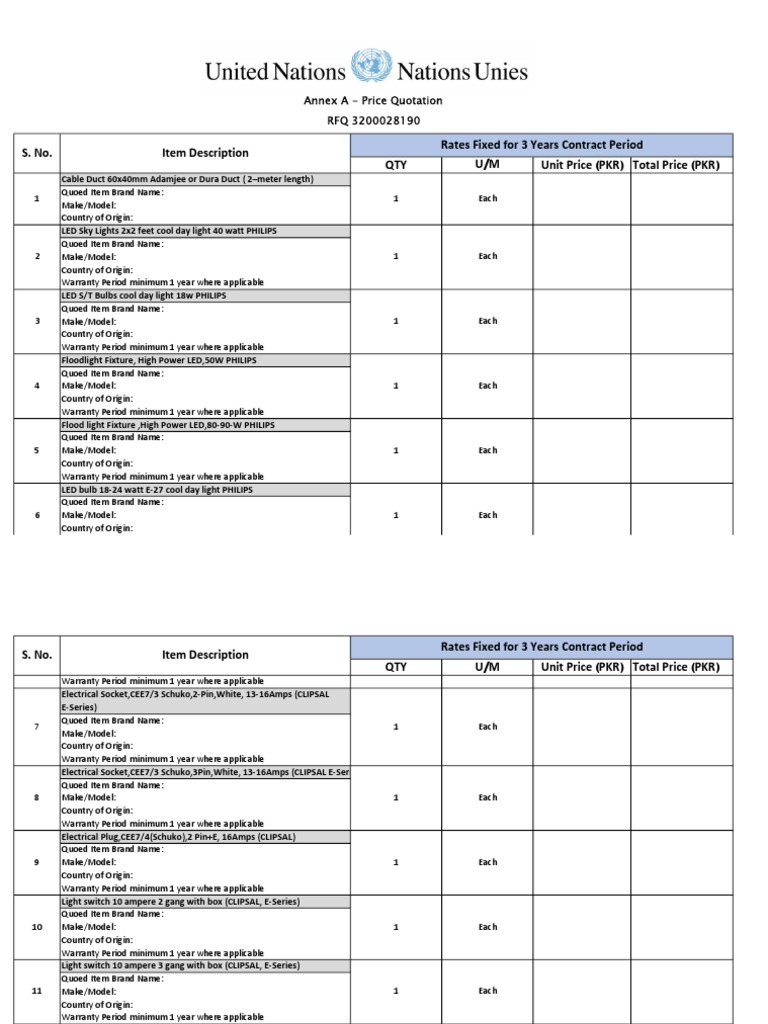 Electrical Equipment Price Quotation | PDF | Thermostat | Electrical ...