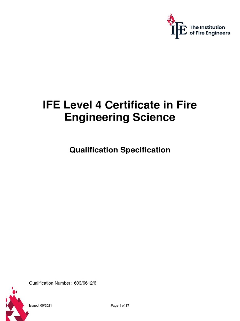 IFE Level 4 Certificate in Fire Engineering Science: Qualification ...