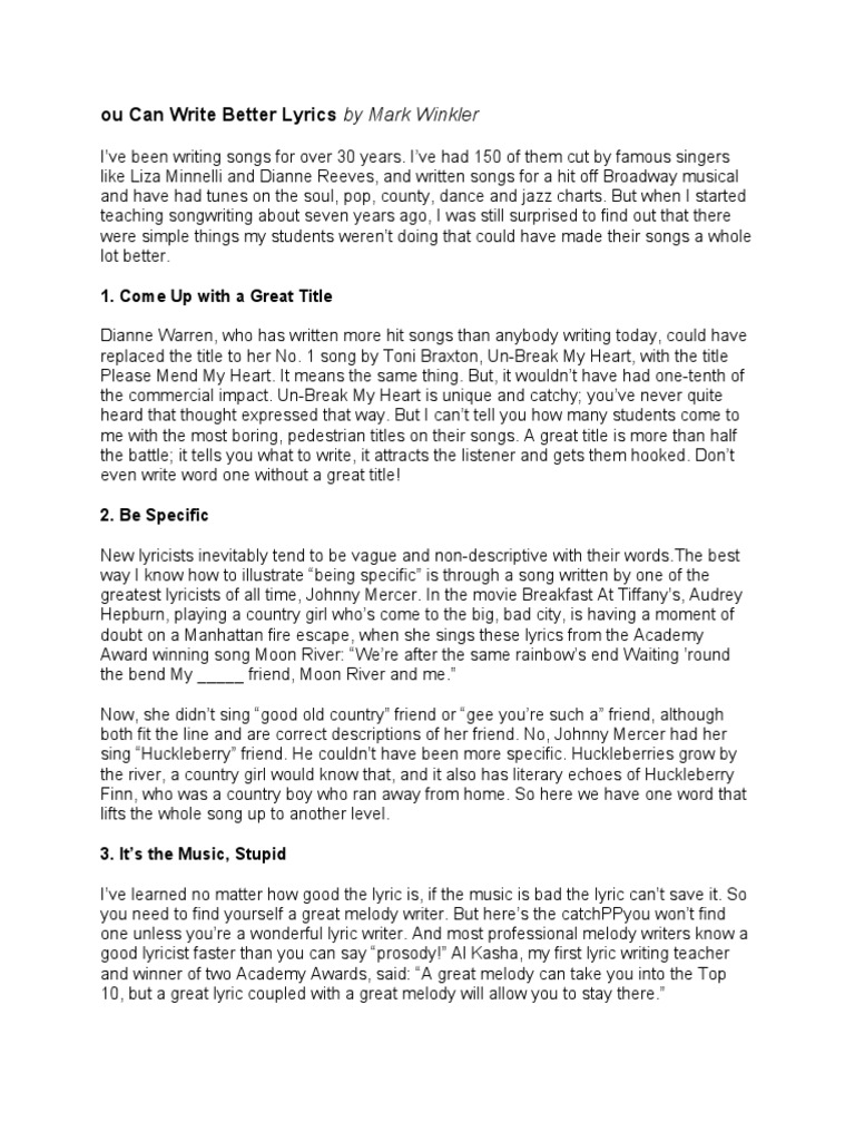 Gedi Ou Can Write Better Lyrics by | PDF | Refrain | Songs