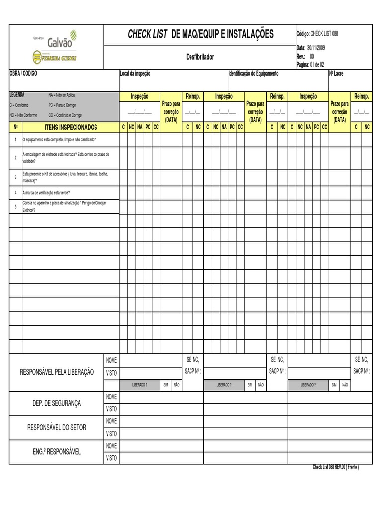 Check List - Desfibrilador | PDF