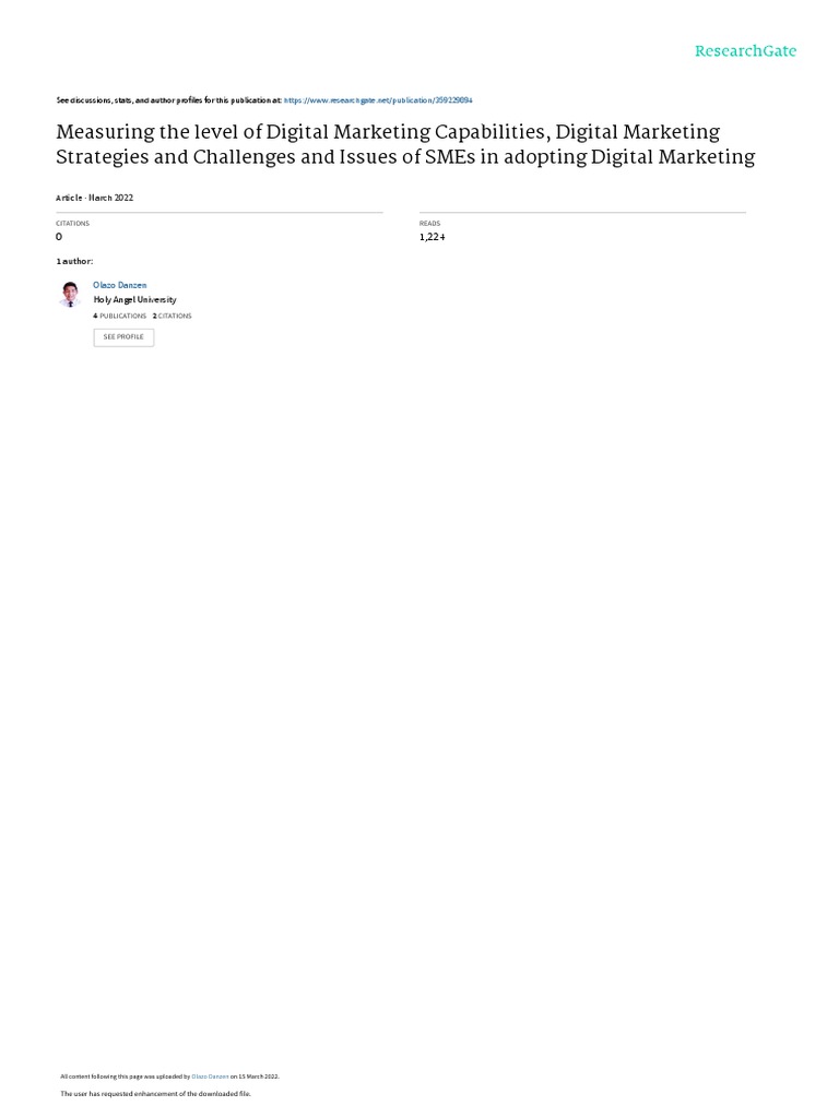 Measuring The Level of Digital Marketing Capabilities Digital Marketing ...