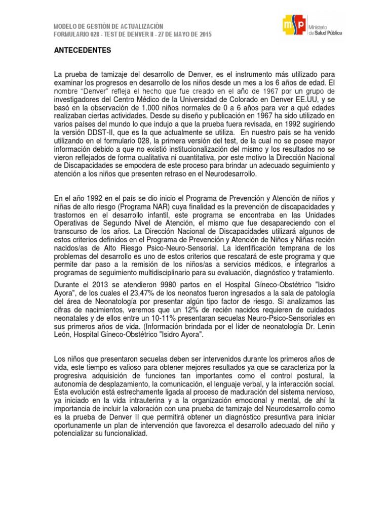 Denver Ii - Manual | PDF | Diagnostico medico | El embarazo