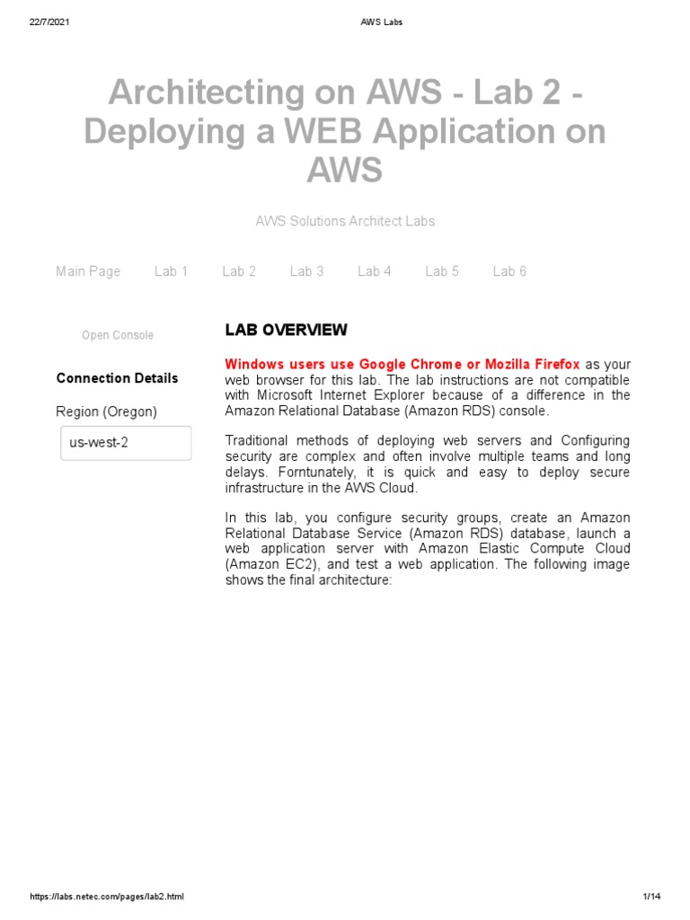 Architecting On AWS - Lab 2 - Deploying A WEB Application On AWS | PDF ...