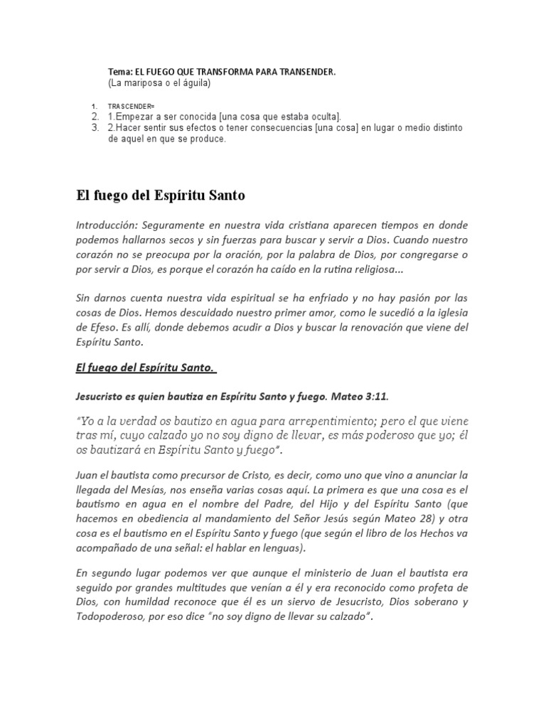 El Fuego Que Transforma para Trasender | PDF | espíritu Santo | Bautismo