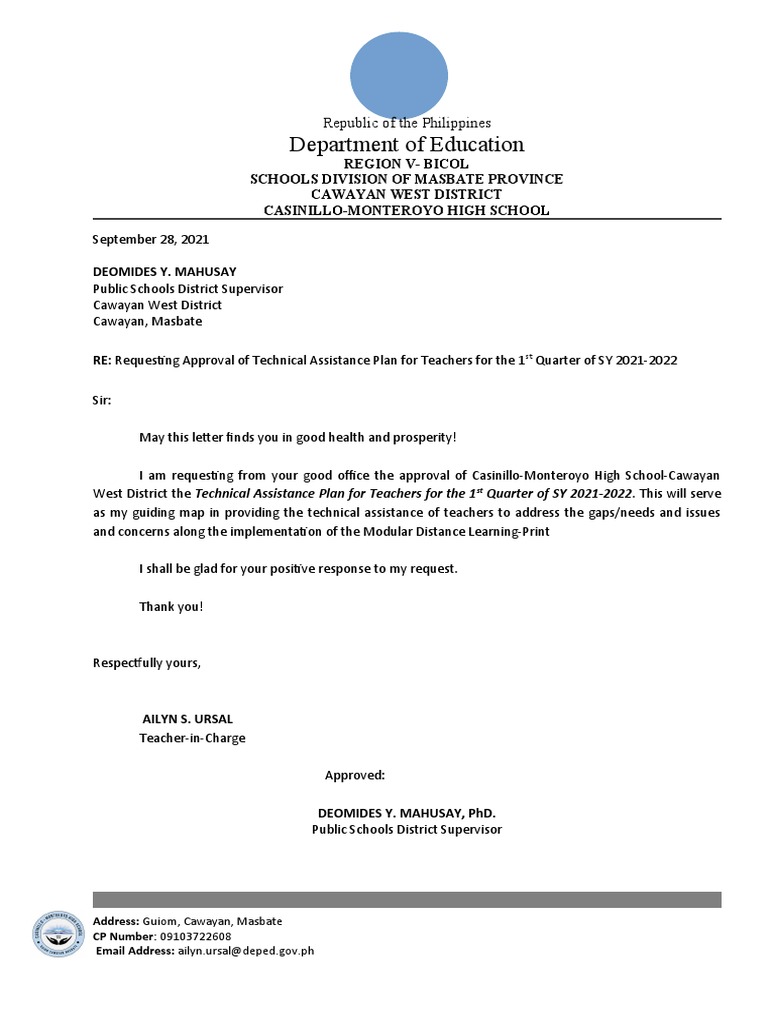 TA Plan Letter | PDF