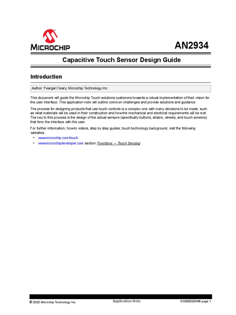 Capacitive Touch Sensor Design Guide: 2020 Microchip Technology Inc ...