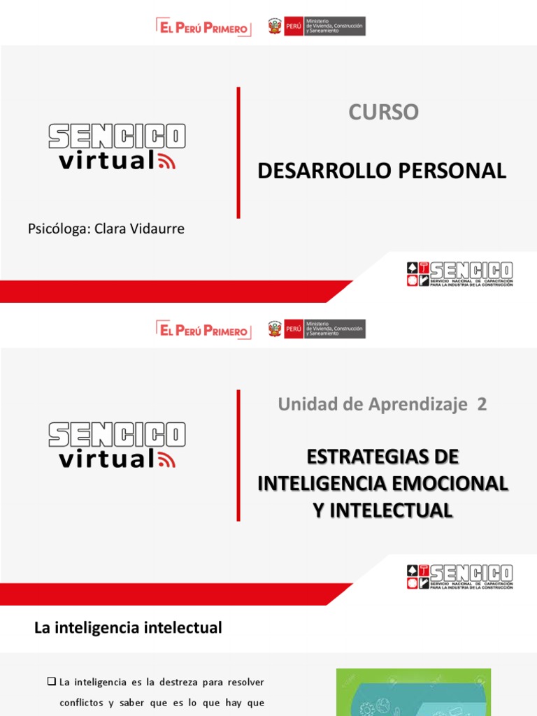 Desarrollo Personal Sencico PPT U2 | PDF | Inteligencia emocional | Inteligencia