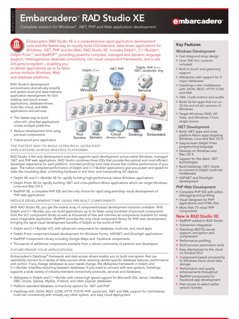Rad Studio Data Sheet | PDF | Web Application | Microsoft Visual Studio