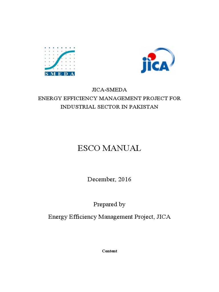 Esco Manual: Jica-Smeda Energy Efficiency Management Project For ...