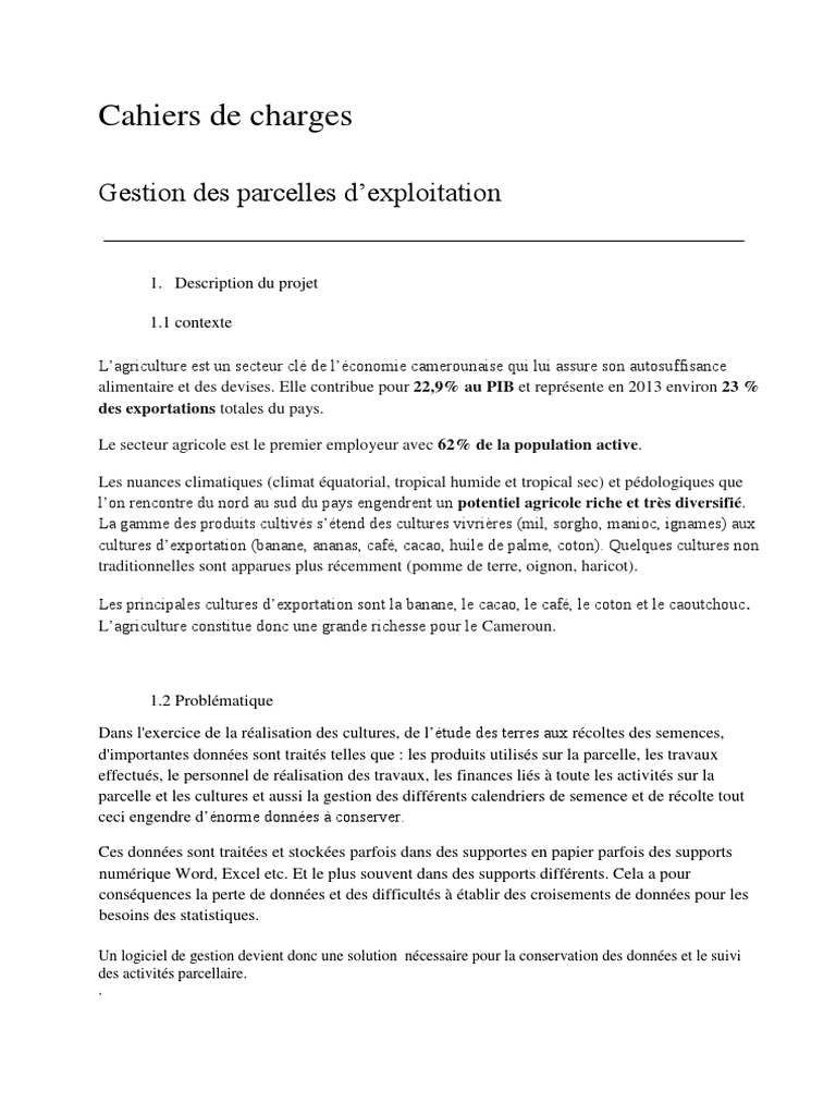 Cahiers de Charge | PDF | Agriculture | Application