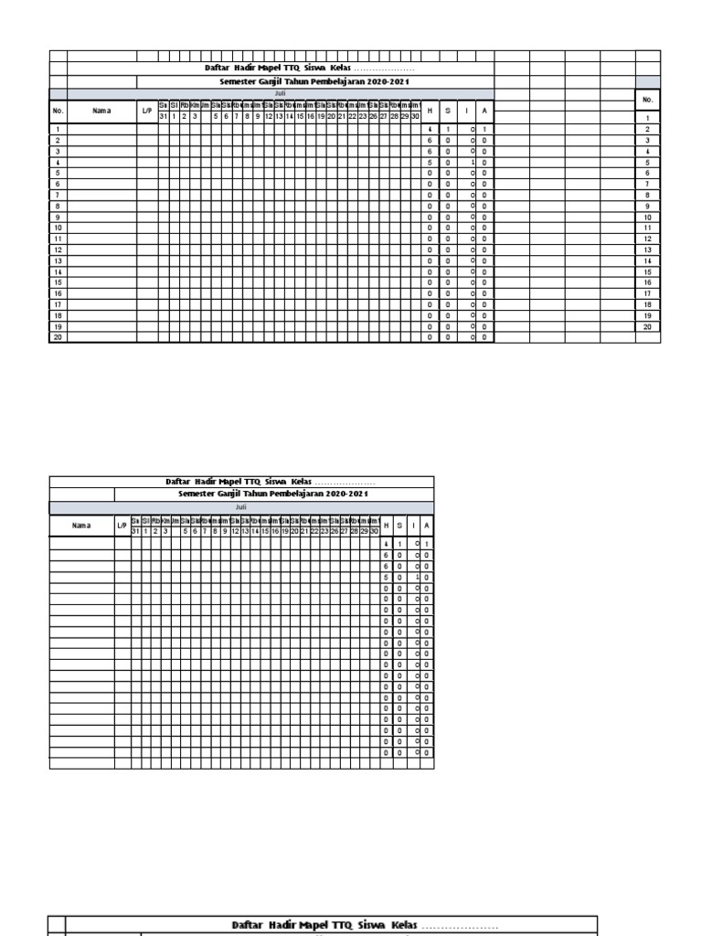 Format Absensi Siswa | PDF