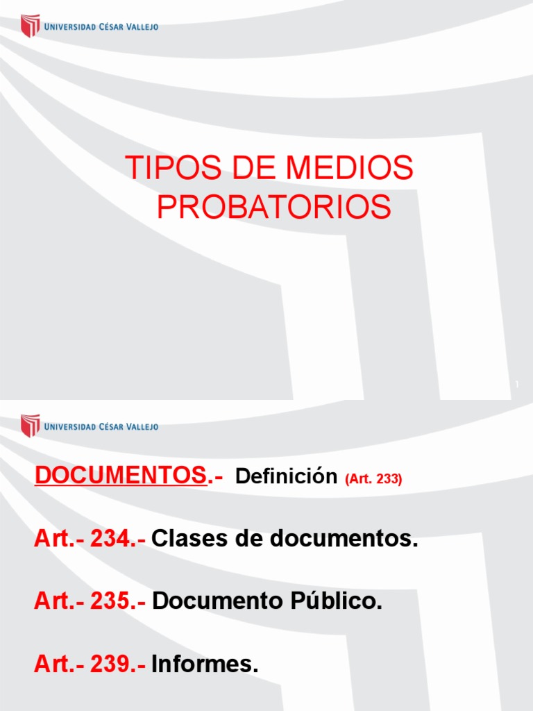 Tipos de Medios Probatorios | PDF