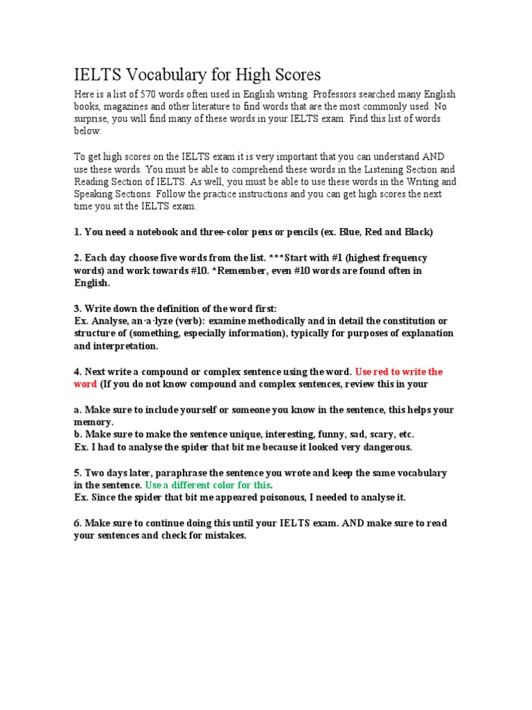 VOCABULARY LIST PDF Cognitive Science International English