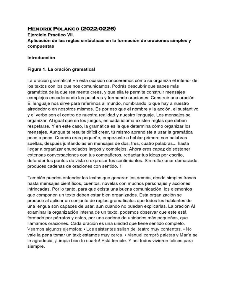 Ejercicio Practico 7 Redaccion Castellana | PDF | Predicado (Gramática) | Verbo