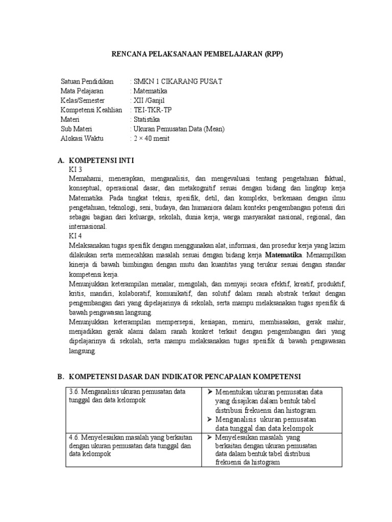 RPP Statistika - Mean | PDF
