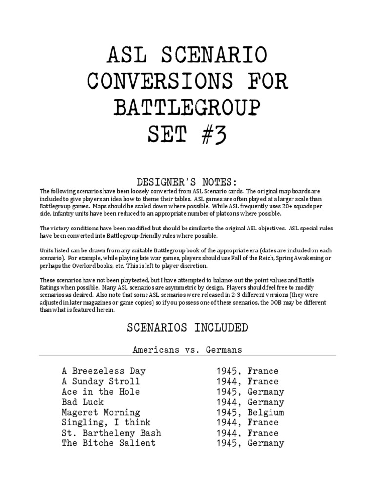 ASL Scenario Conversions Set 3 | PDF | Tanks | Battalion