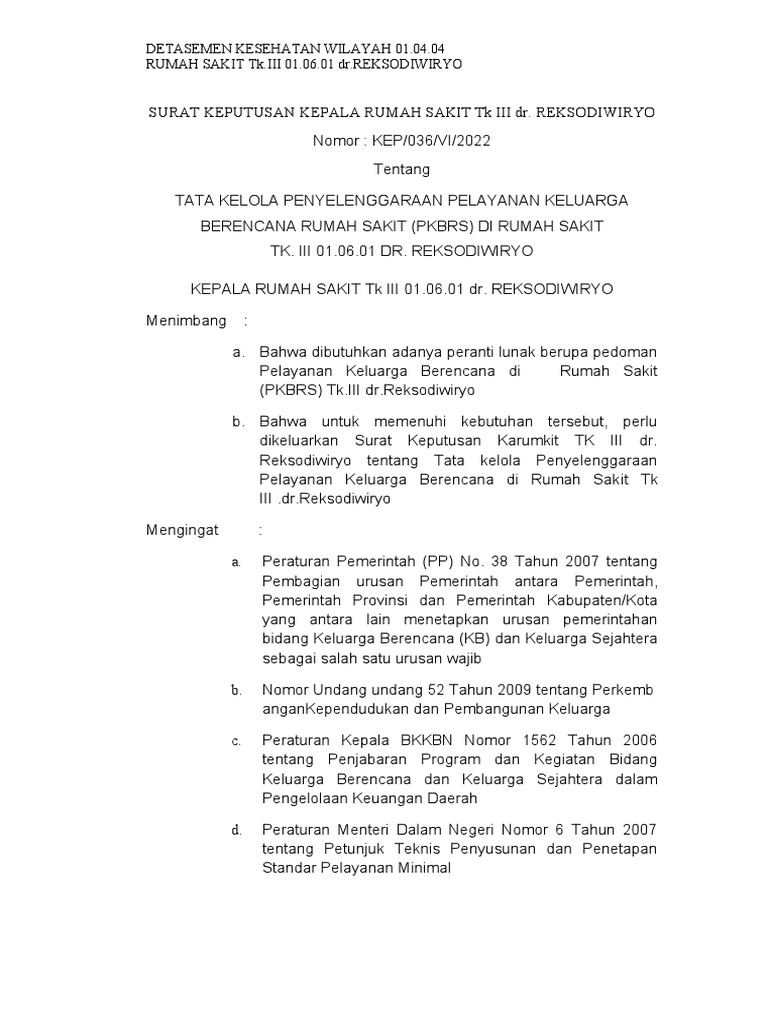 SK Regulasi PKBRS | PDF