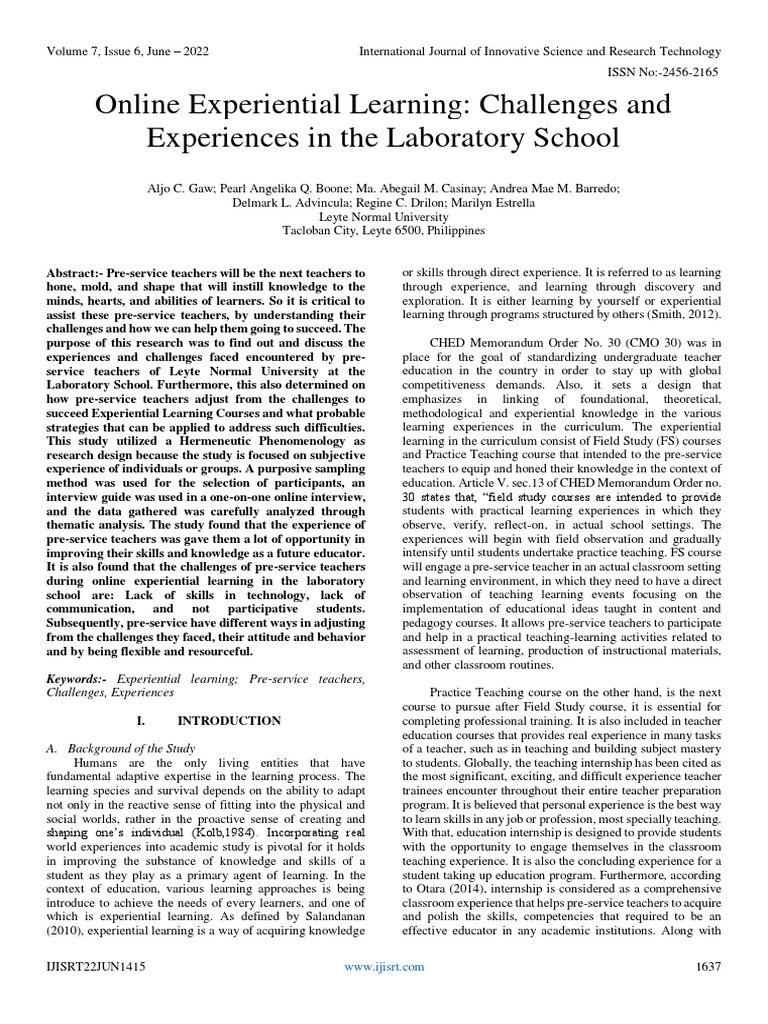 Online Learning Challenges for Pre-Service Teachers | PDF | Teaching ...