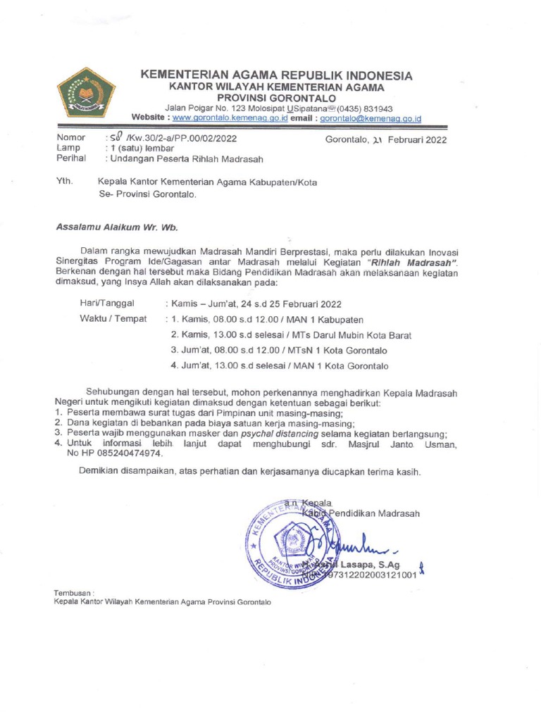 Undangan Peserta Rihlah Madrasah | PDF