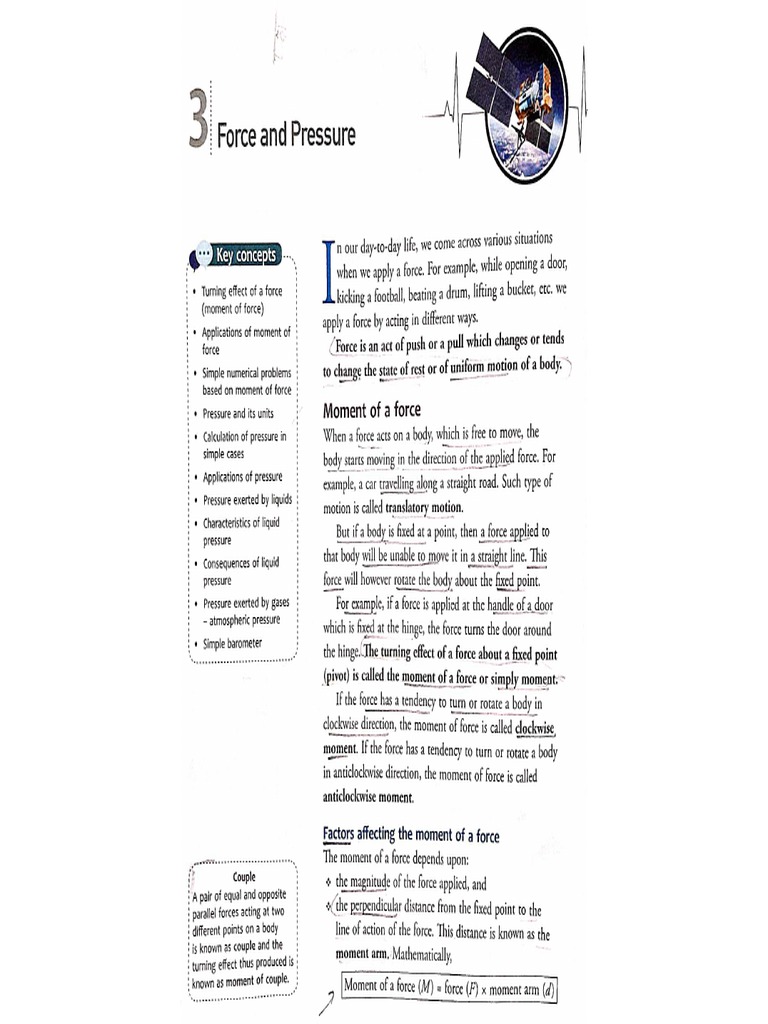 Force and Pressure - Class 8th ICSE | PDF