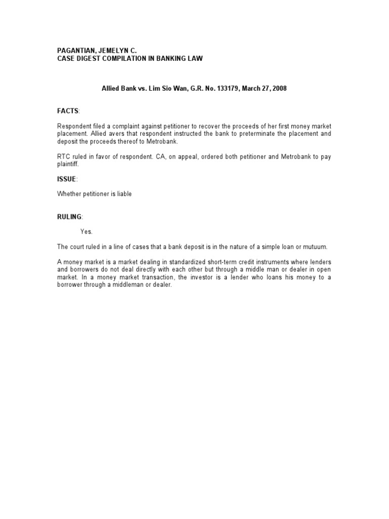 2022 Banking Law Digest For Prelim | PDF | Certiorari | Banks