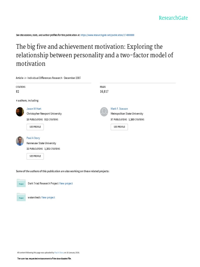2007 The Big Five and Achievement Motivation - Exploring The ...