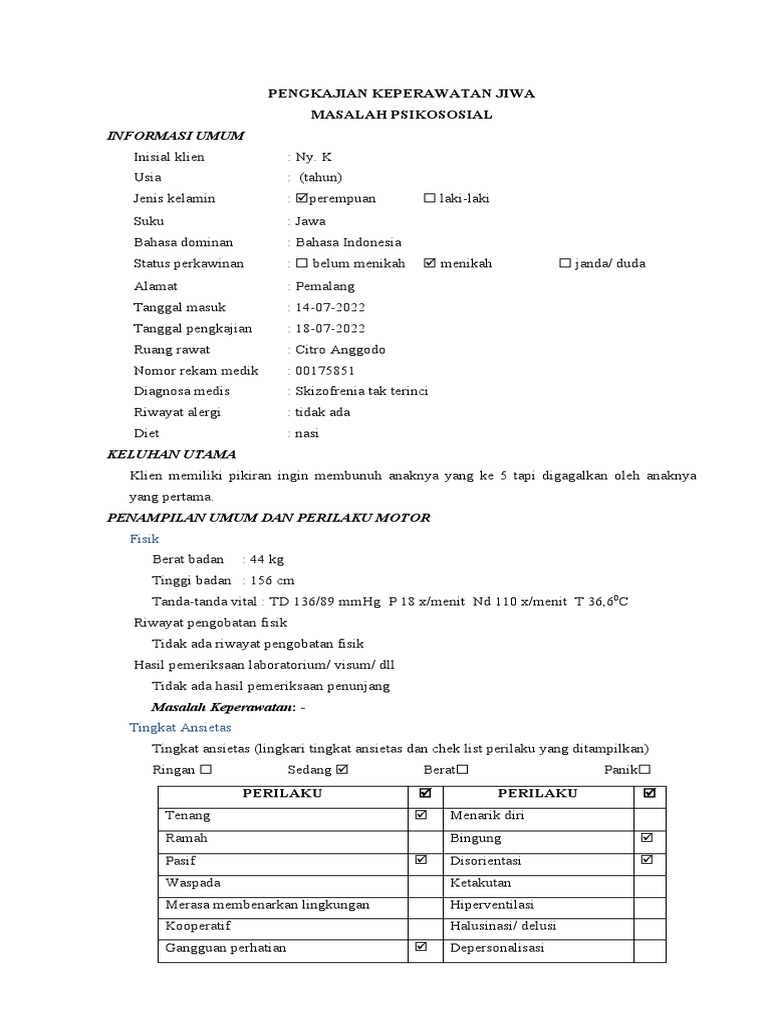 Pengkajian Keperawatan Jiwa | PDF