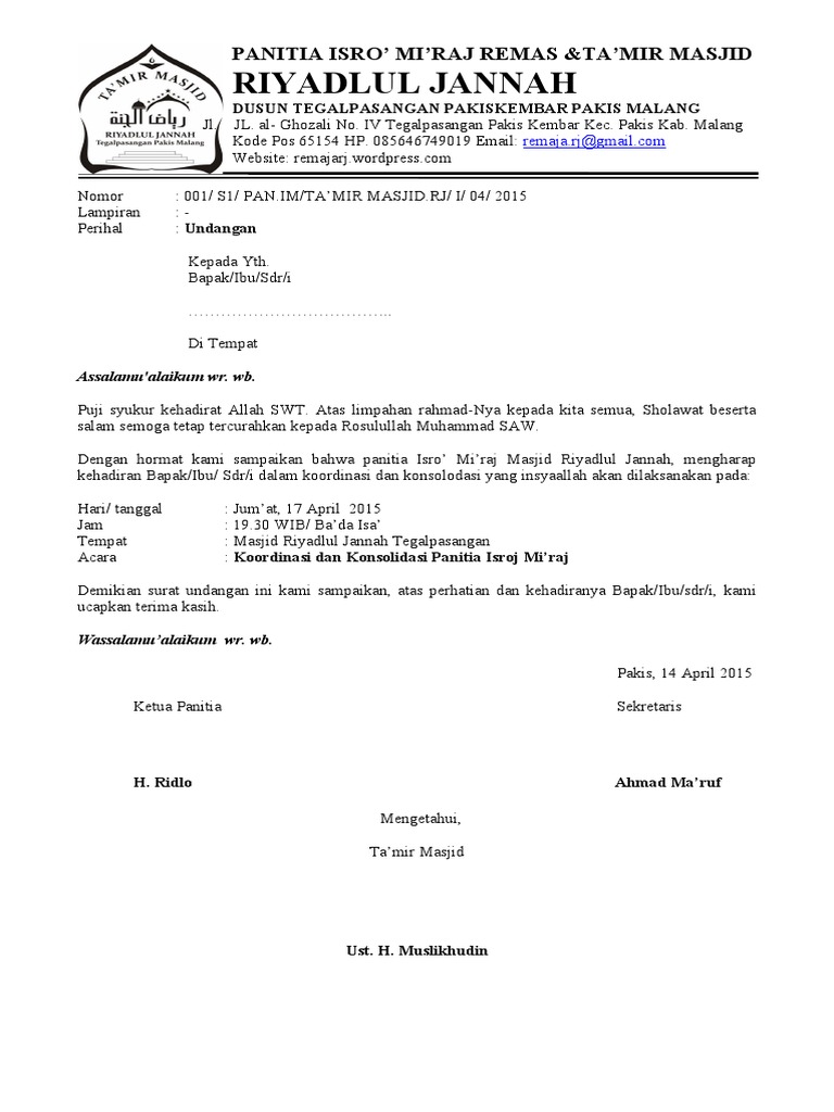Contoh Kop Surat Masjid dan Takmir | PDF