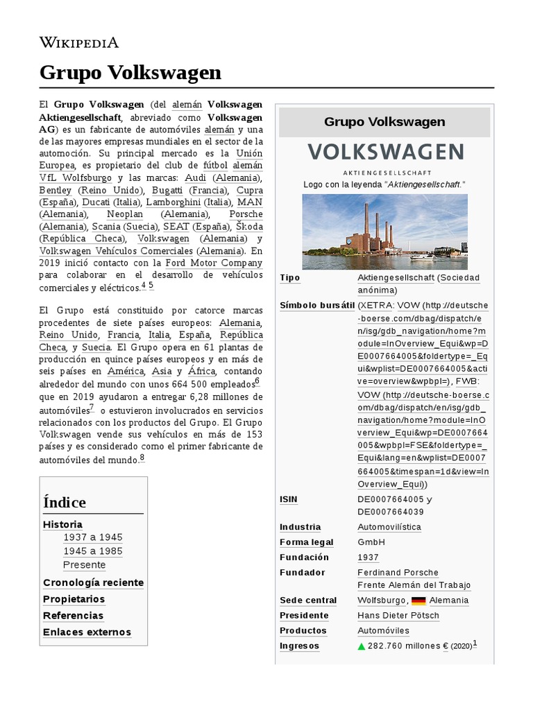Grupo Volkswagen | PDF | Grupo Volkswagen | Fabricantes de vehículos ...