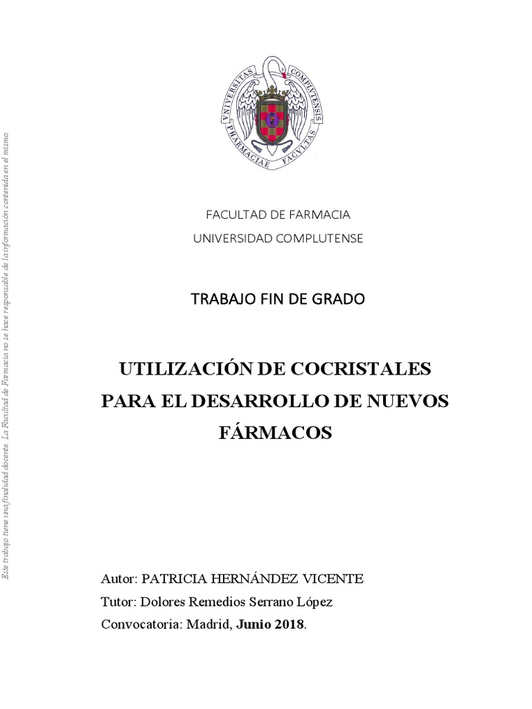 Patricia Hernandez Vicente Utilización de Cocristales | PDF | Moléculas ...