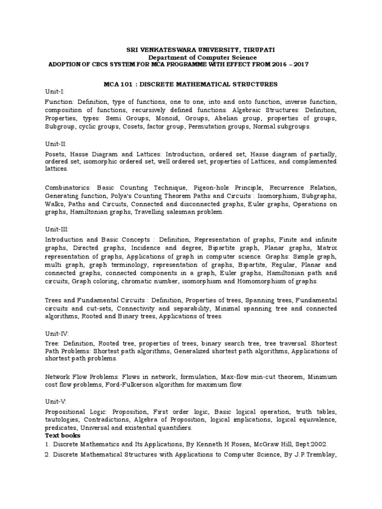 Sri Venkateswara University, Tirupati Department of Computer Science ...