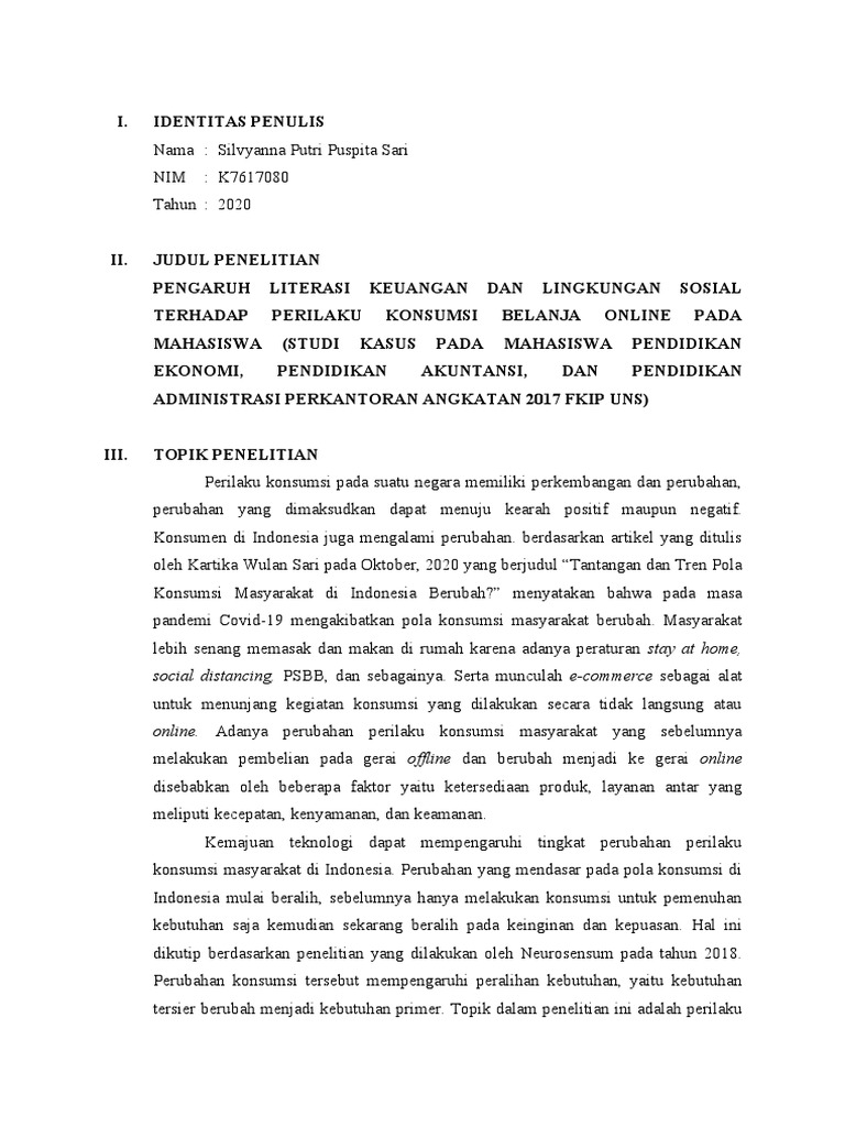 Silvyanna Putri PS - K7617080 - Mini Proposal 2 | PDF | Ilmu Sosial