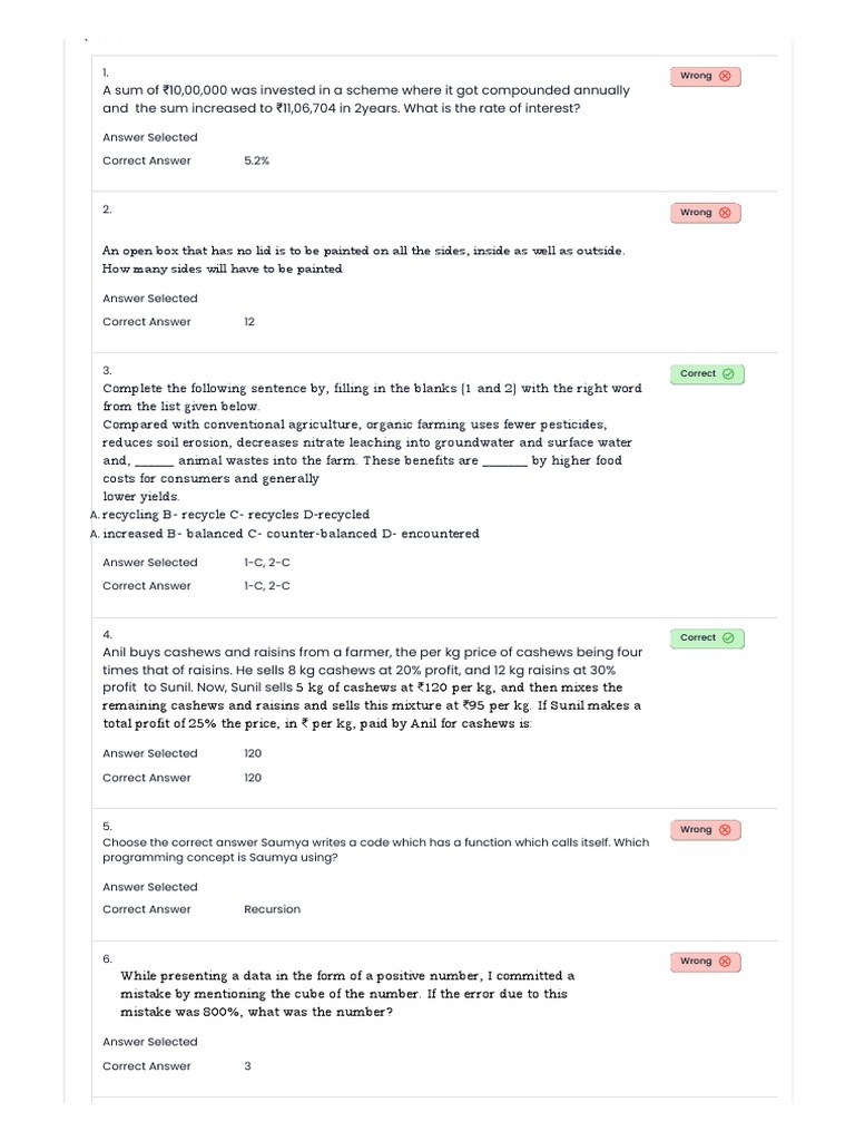 TCS Ninja Mock Test | PDF | Weaving | Enzyme