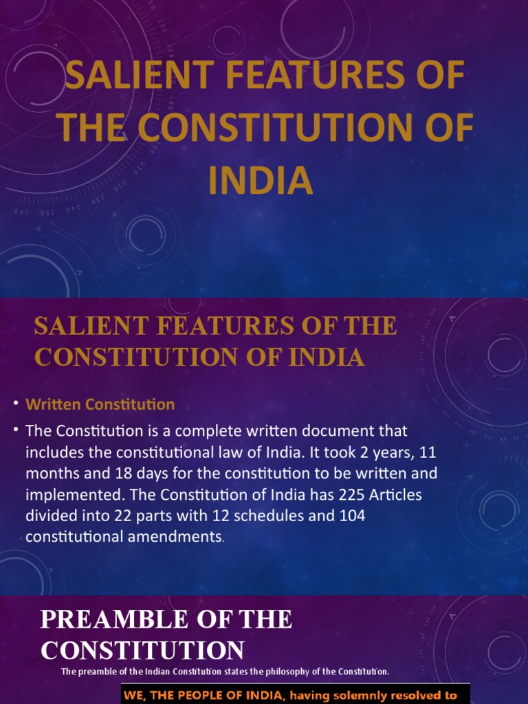 PPT on Salient Features of the Constitution of India | PDF ...