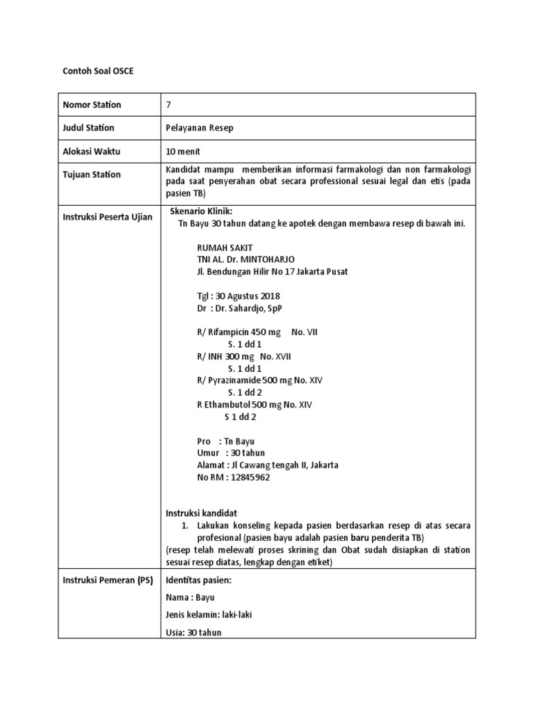 Contoh Soal OSCE Apoteker 2025 | PDF