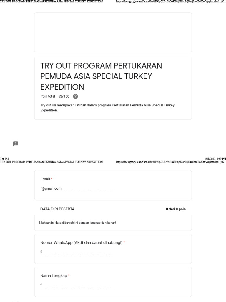 Try Out Program Pertukaran Pemuda Asia Special Turkey Expedition | PDF
