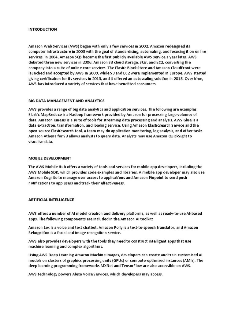 Introduction Aws | PDF | Amazon Web Services | Cloud Computing