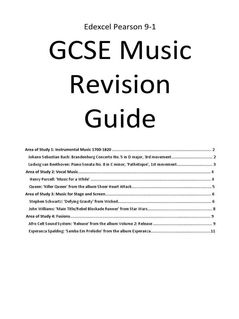 GCSE Music Revision Guide: Edexcel Pearson 9-1 | Download Free PDF | Song Structure | Chord (Music)