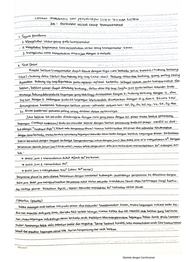 Laporan Pengujian Vektor Group Transformator | PDF