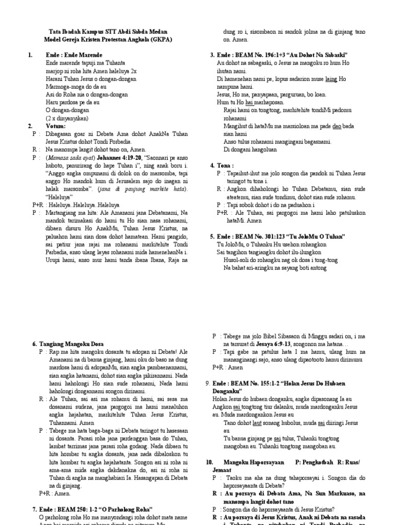 Tatib Ibadah Kampus Model GKPA | PDF