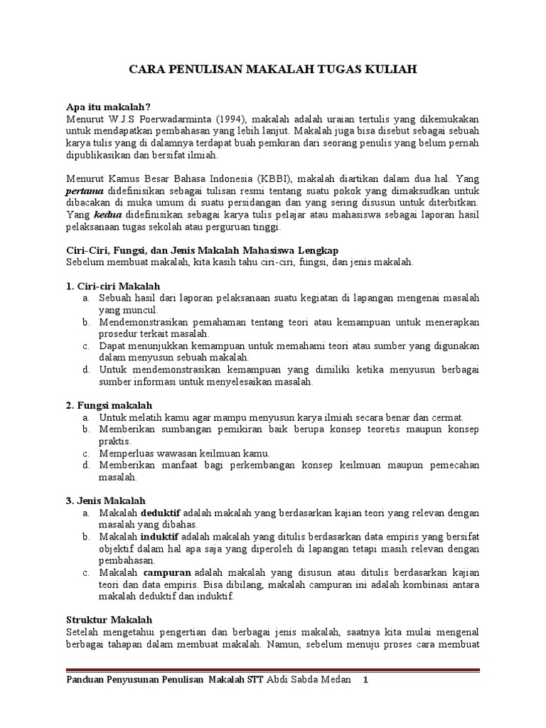 Cara Penulisan Makalah Tugas Kuliah | PDF